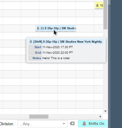 Add notes to a shift assignment – ShowMgr.com